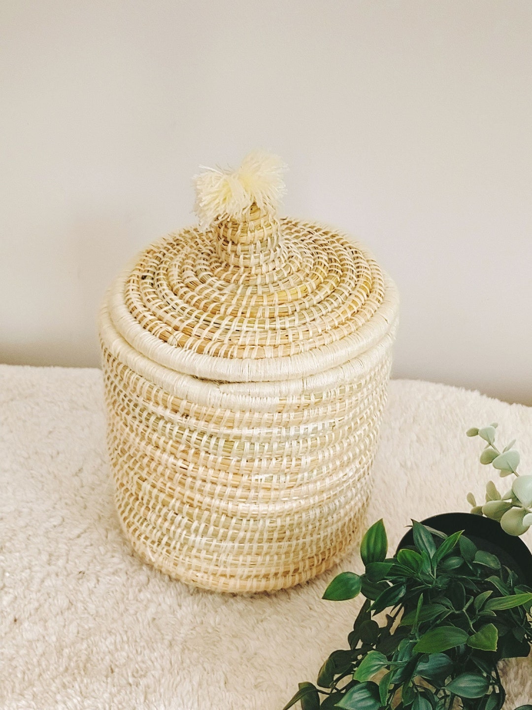 Petit panier avec couvercle, Petit panier de rangement - Etsy France