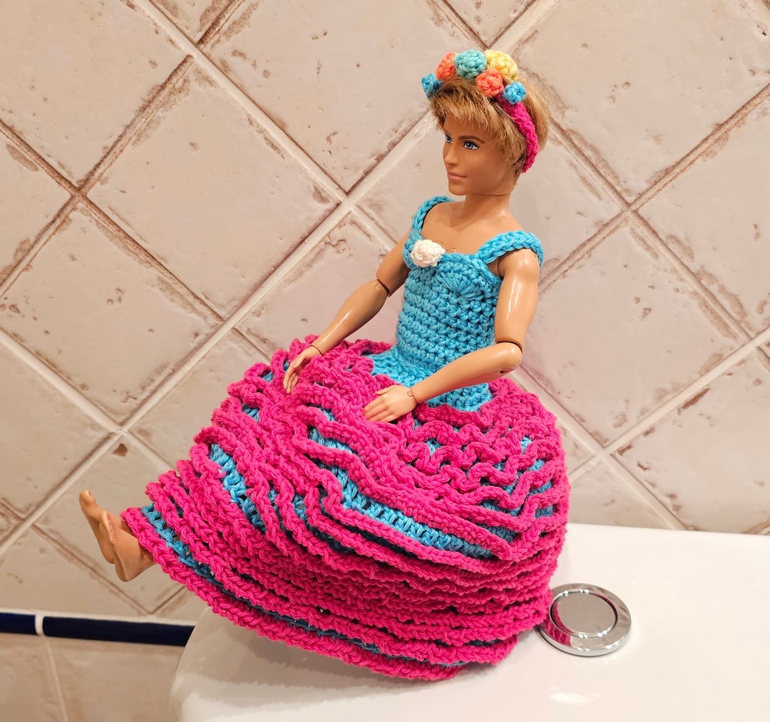 Retro Kitsch Decor Toilet Roll Cover Doll Ken Crochet Loo Roll Cosies ...