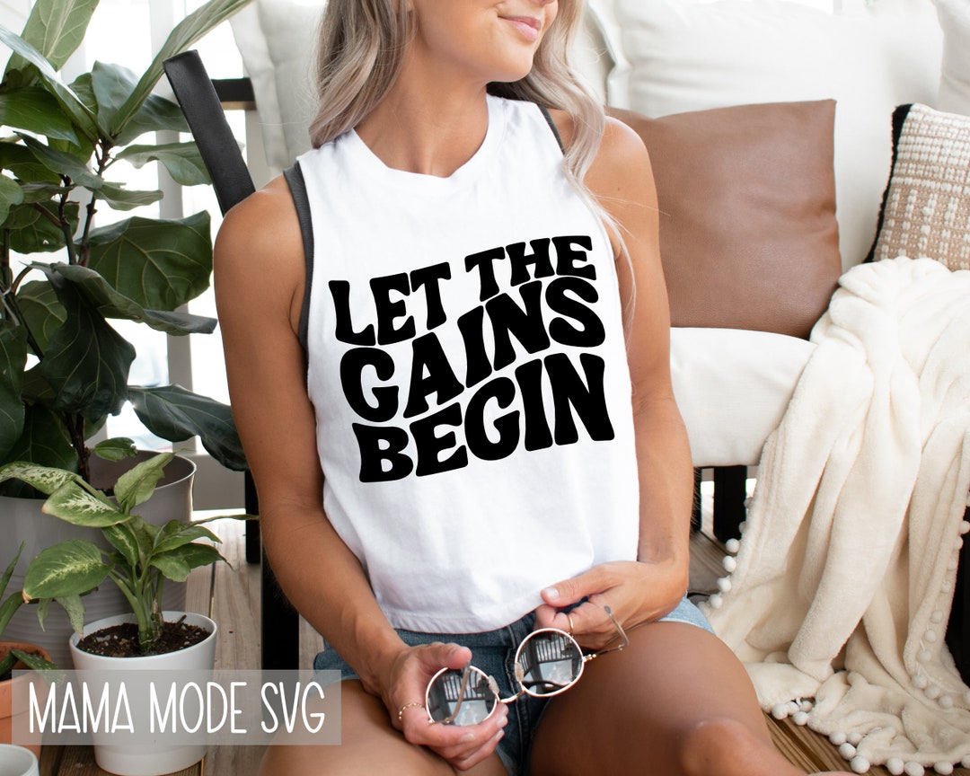 Let the Gains Begin Retro Wavy SVG | Gym Svg | Fitness Svg | Inspiring ...