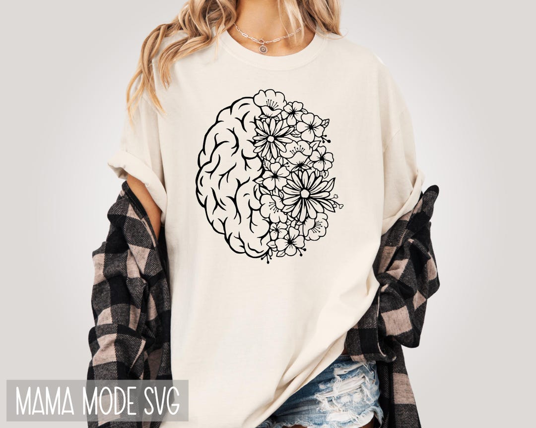 Wildflower Brain SVG PNG | Floral Brain Svg | Floral Brain Png | Mental ...