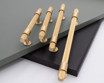 Brass Cabinet Pulls Handles Knurled Cabinet Knob Notched Drawer Pull ...