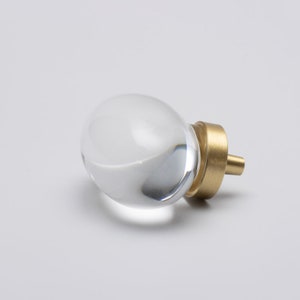 Crystal and Brass Drawer Knob, Crystal Glass Cabinet Knob With Solid Brass Base ...