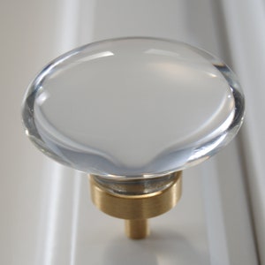 Crystal and Brass Drawer Knob, Crystal Glass Cabinet Knob With Solid Brass Base ...