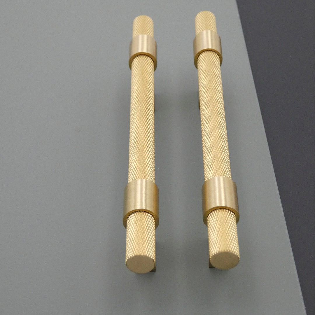 Solid Brass Knurled Drawer Pulls and Knobs T Bars and Round Drawer Pulls and Handles - Etsy