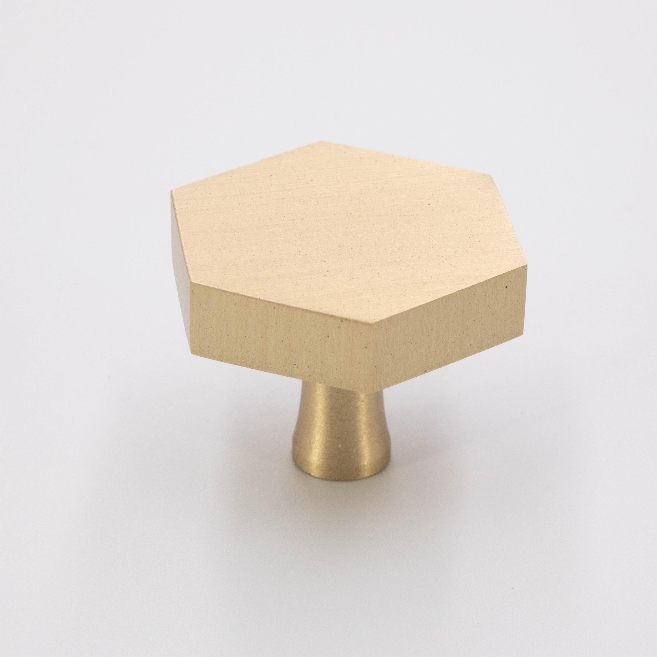 Modern Solid Brushed Brass Cabinet Knobs and Drawer Pulls, Kitchen ...