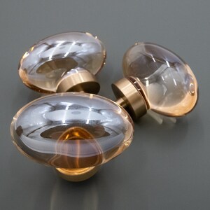 Crystal and Brass Drawer Knob, Crystal Glass Cabinet Knob With Solid Brass Base ...