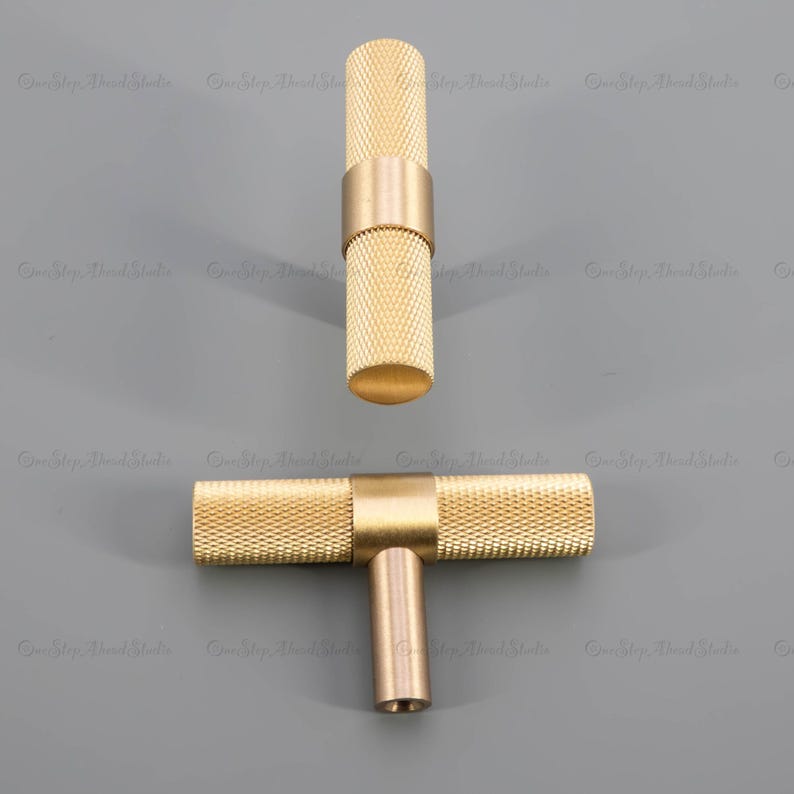 Brushed Brass Knurled Cabinet Pulls: Textured Drawer Handles - Etsy