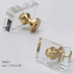 Glass and Brass Drawer Knob, Gold Clear Dresser Knob, Rectangular, Modern Glass Cabinet Knob - Etsy