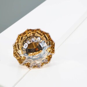 Crystal and Brass Drawer Knob, Crystal Glass Cabinet Knob With Solid Brass Base ...