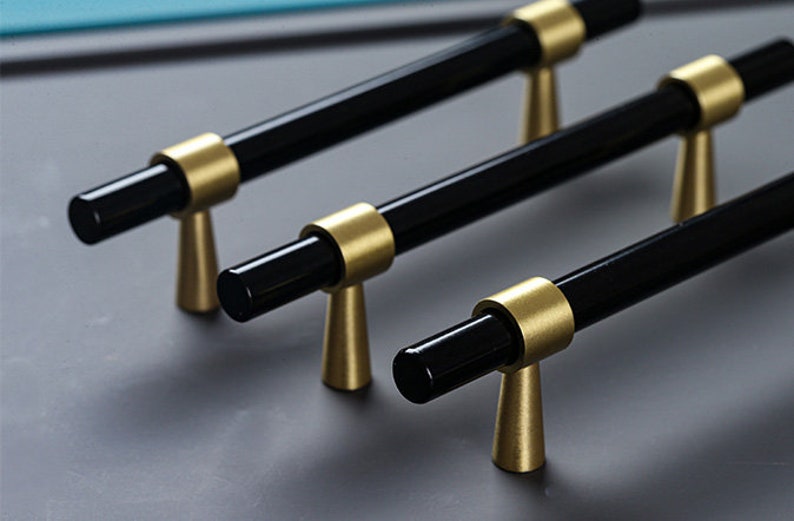 Modern Black Brass Cabinet Pull: Kitchen Drawer Handle - Etsy