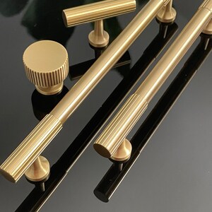Modern Solid Brass Drawer Pulls With Linear Accent - Cabinet Handles ...