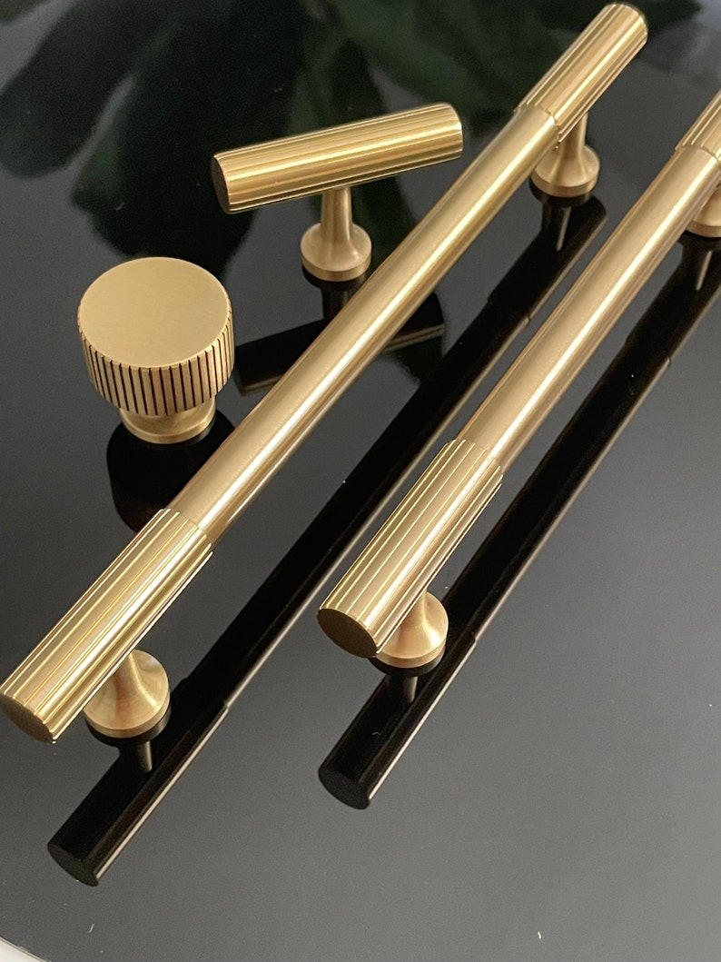 Modern Solid Satin Knurled Solid Brass Drawer Pulls and - Etsy