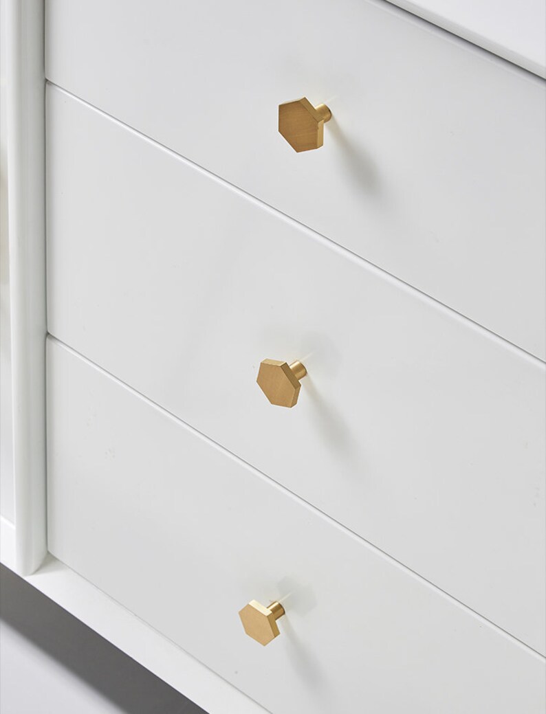 Gold Brass Hexagon Cabinet Drawer Handles, Pulls Knobs Cabinet Hardware ...
