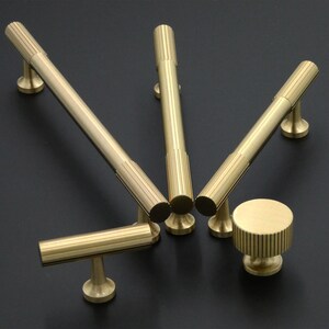 Modern Solid Satin Knurled Solid Brass Drawer Pulls and - Etsy