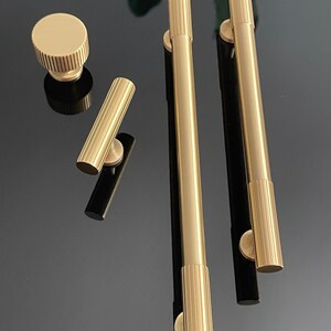 Modern Solid Brass Drawer Pulls With Linear Accent - Cabinet Handles ...