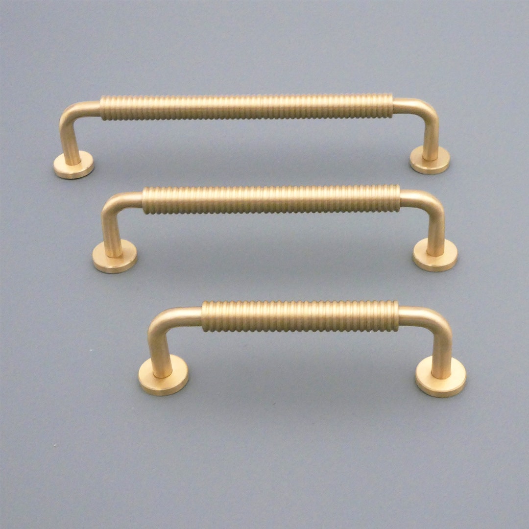 Modern Brushed Brass Kitchen Cabinet Pulls and Handles - Etsy