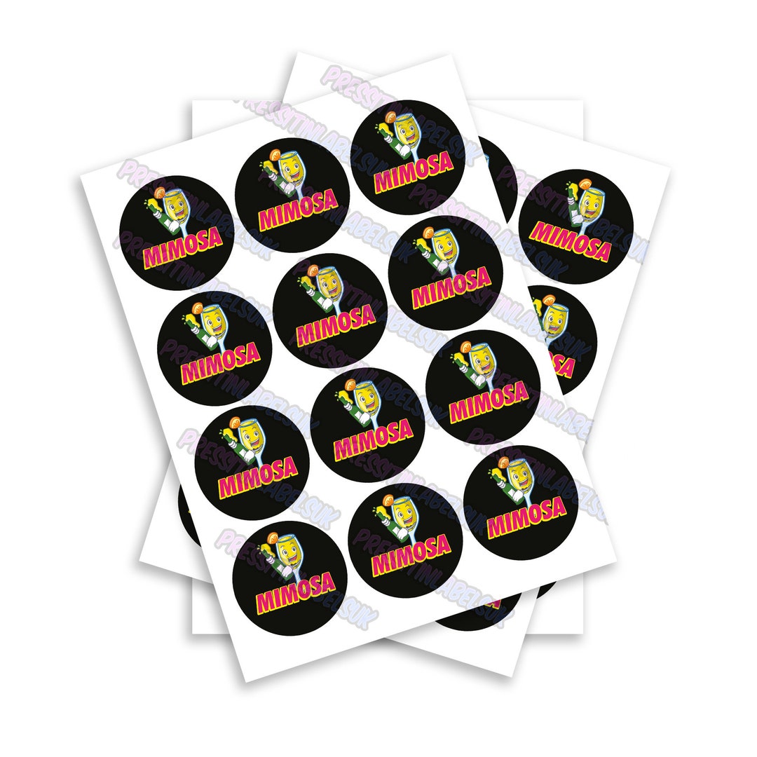 Mimosa Round Sticker Labels - High Gloss - Multiple Sizes - Circular ...