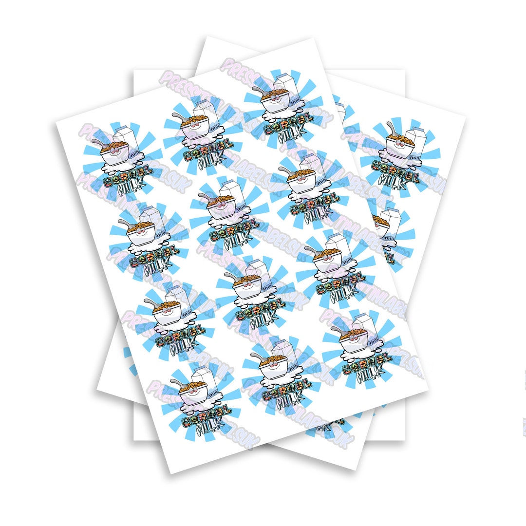 Cereal Milk Sticker Labels - High Gloss - Multiple Sizes - Circular ...