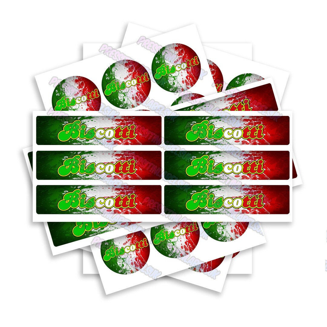 Biscotti Sticker Label Set - High Gloss - 2oz Glass Jar Labels ...
