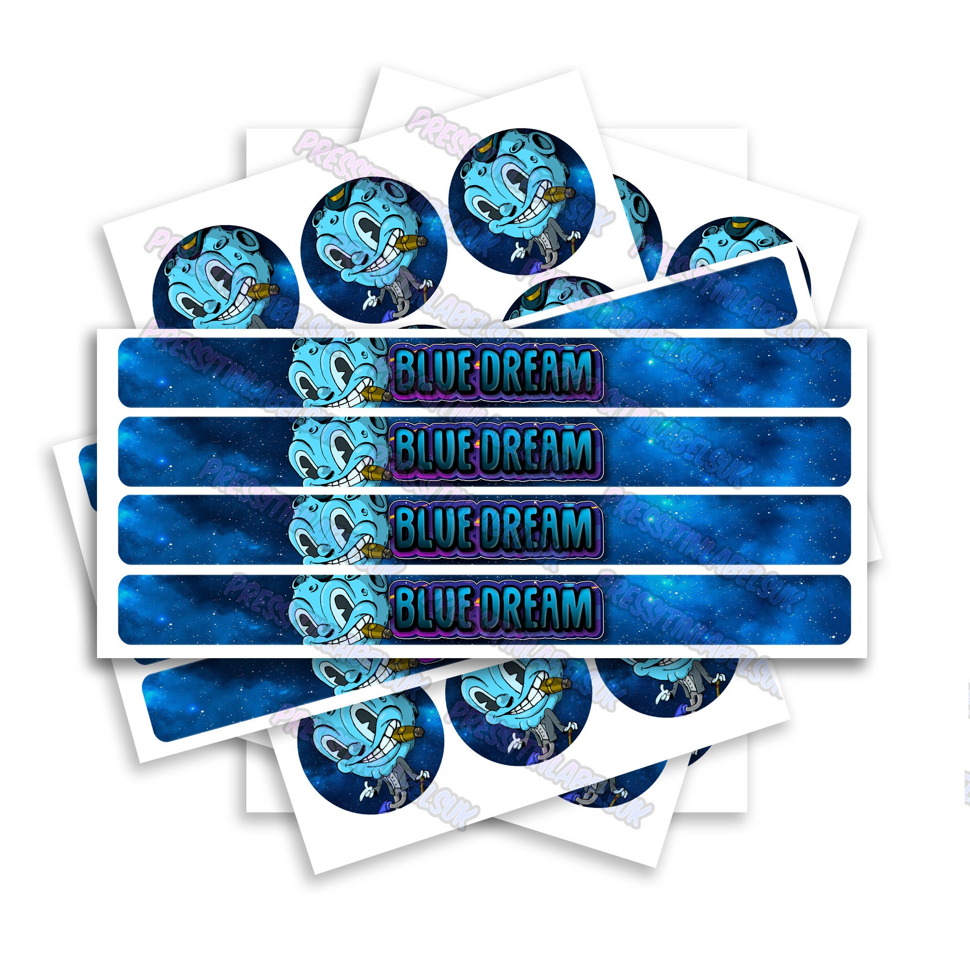 Blue Dream T2 100ml Tin Labels - High Gloss - Tin Can Stickers ...