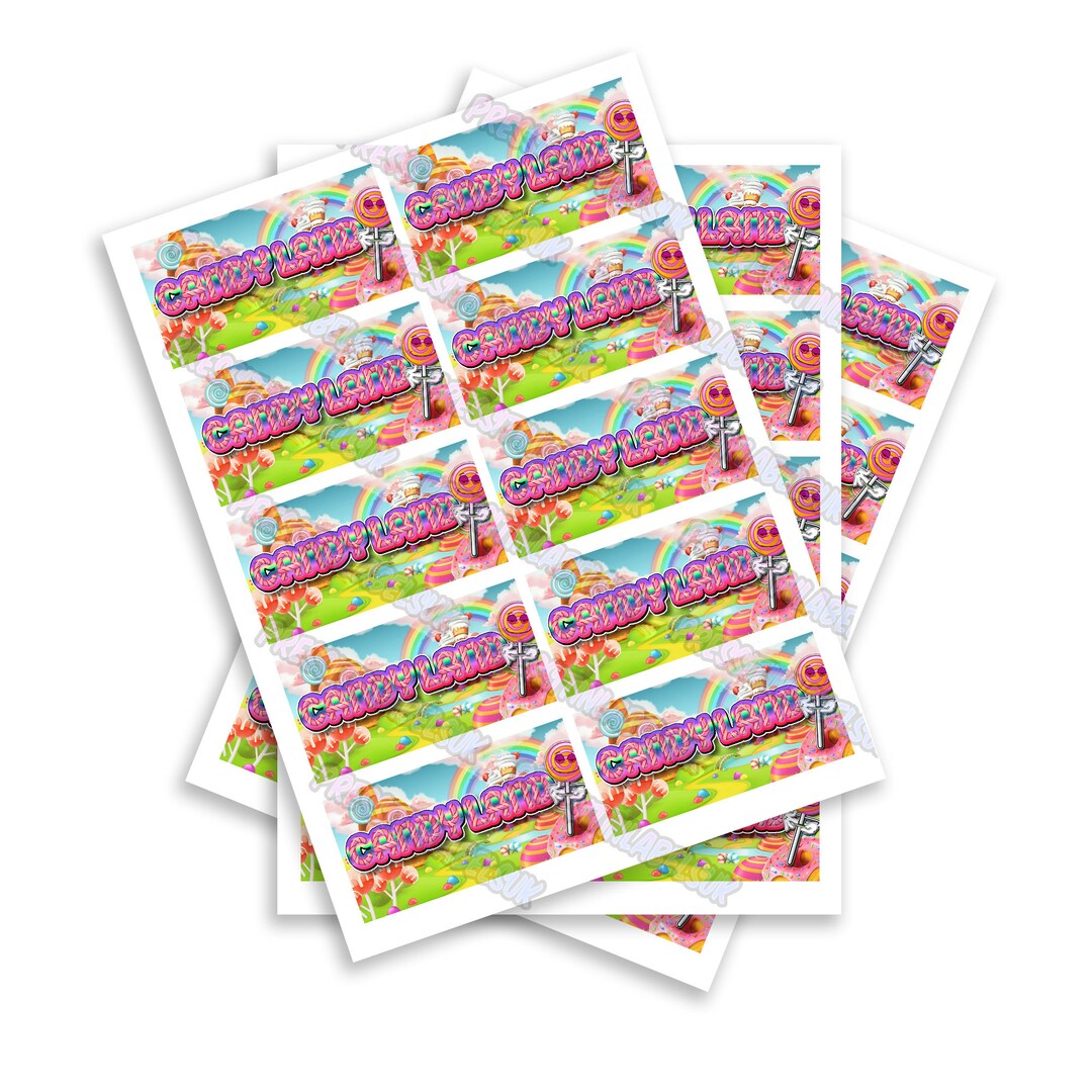 Candy Land Pre Roll Sticker Labels - High Gloss - Multiple Sizes - Bulk ...