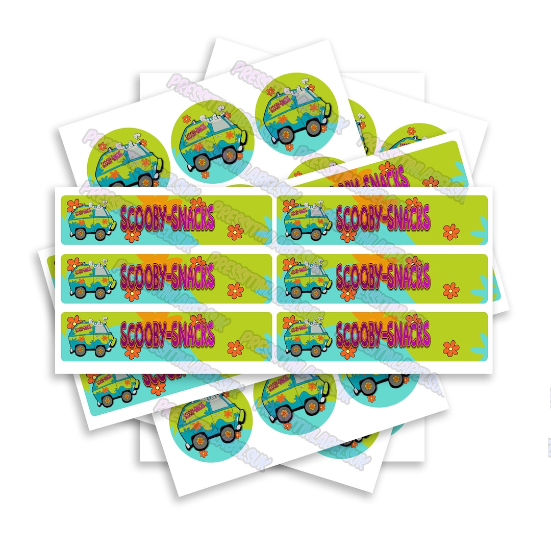 Scooby Snacks Sticker Label Set - High Gloss - 2oz Glass Jar Labels ...