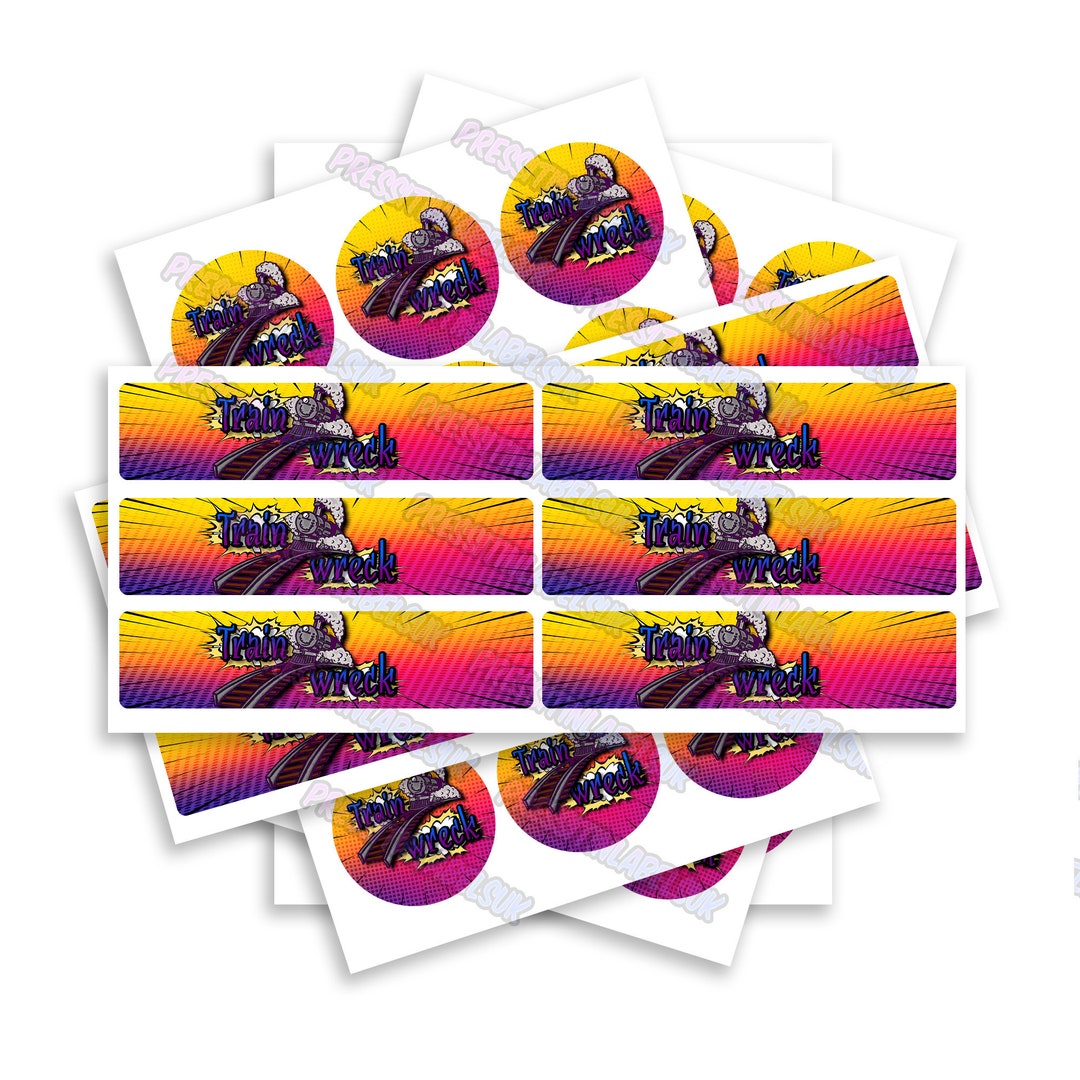 Train Wreck Sticker Label Set High Gloss 2oz Glass Jar Labels Includes ...