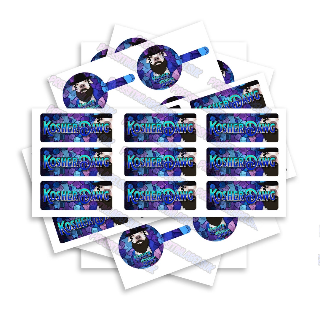 Kosher Dawg Sticker Label Set - High Gloss - 2oz Tamper Proof Glass Jar ...
