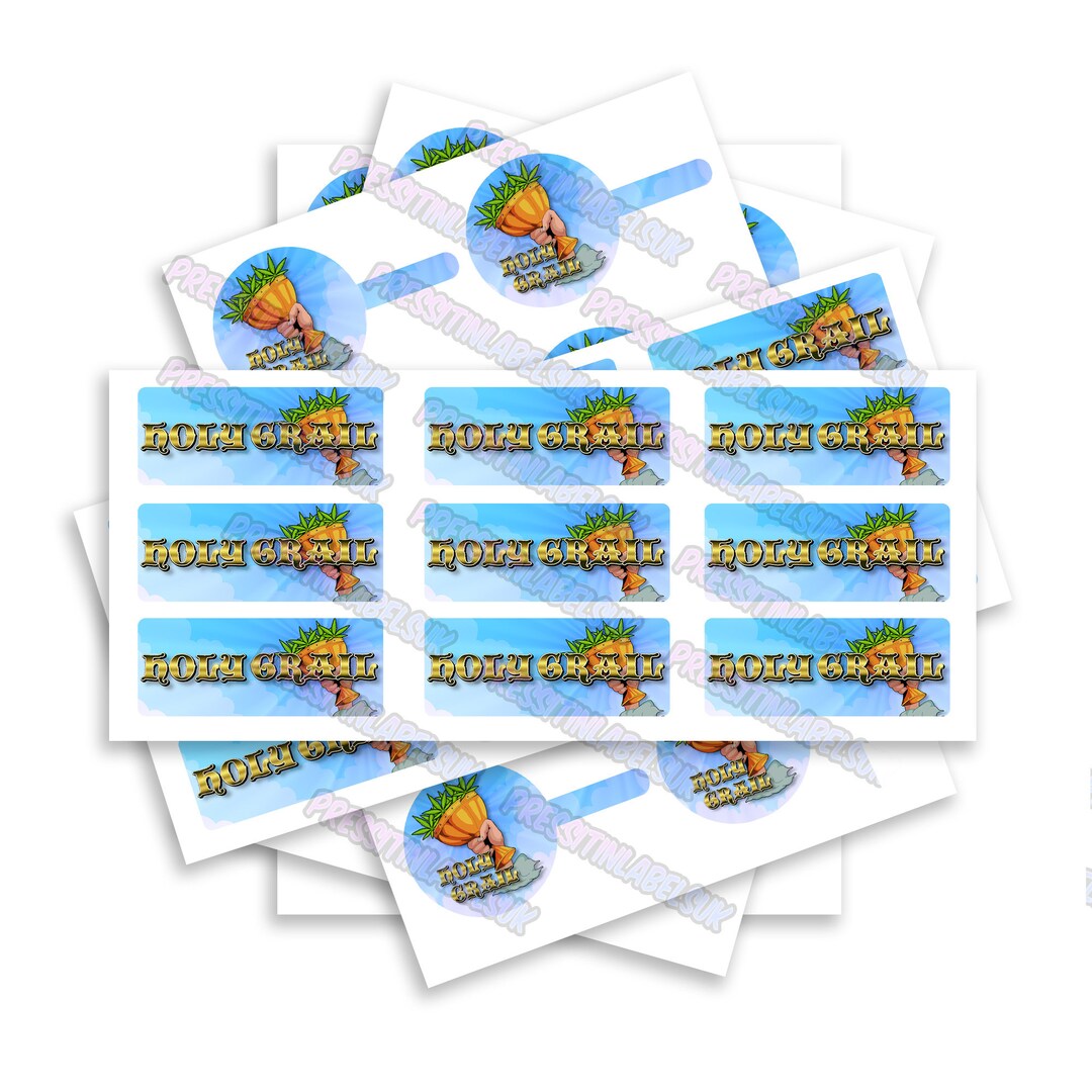 Holy Grail Sticker Label Set Hochglanz 2oz Tamper Proof Glasglas ...