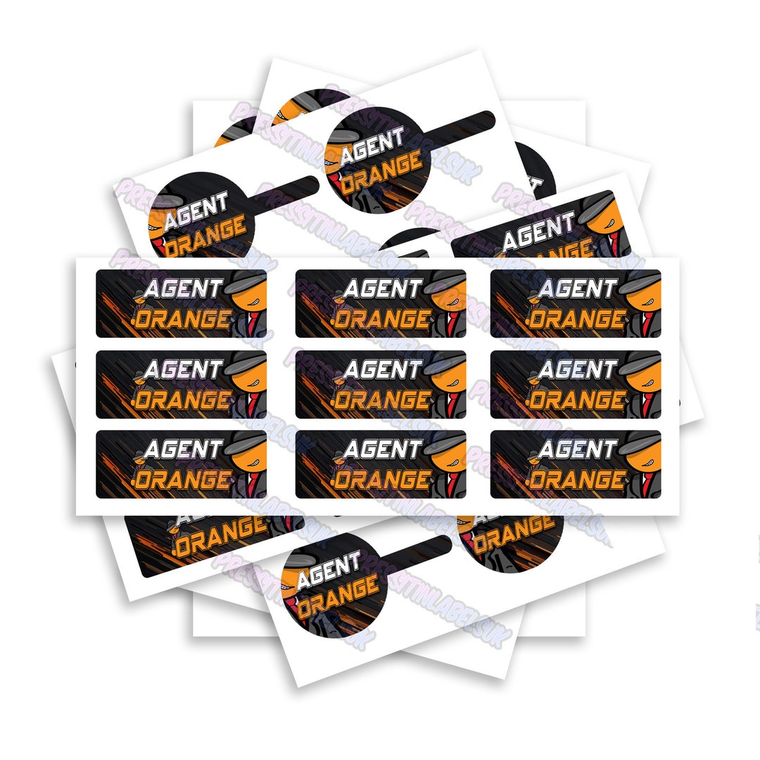 Agent Orange Sticker Label Set High Gloss 2oz Tamper Proof Glass Jar ...