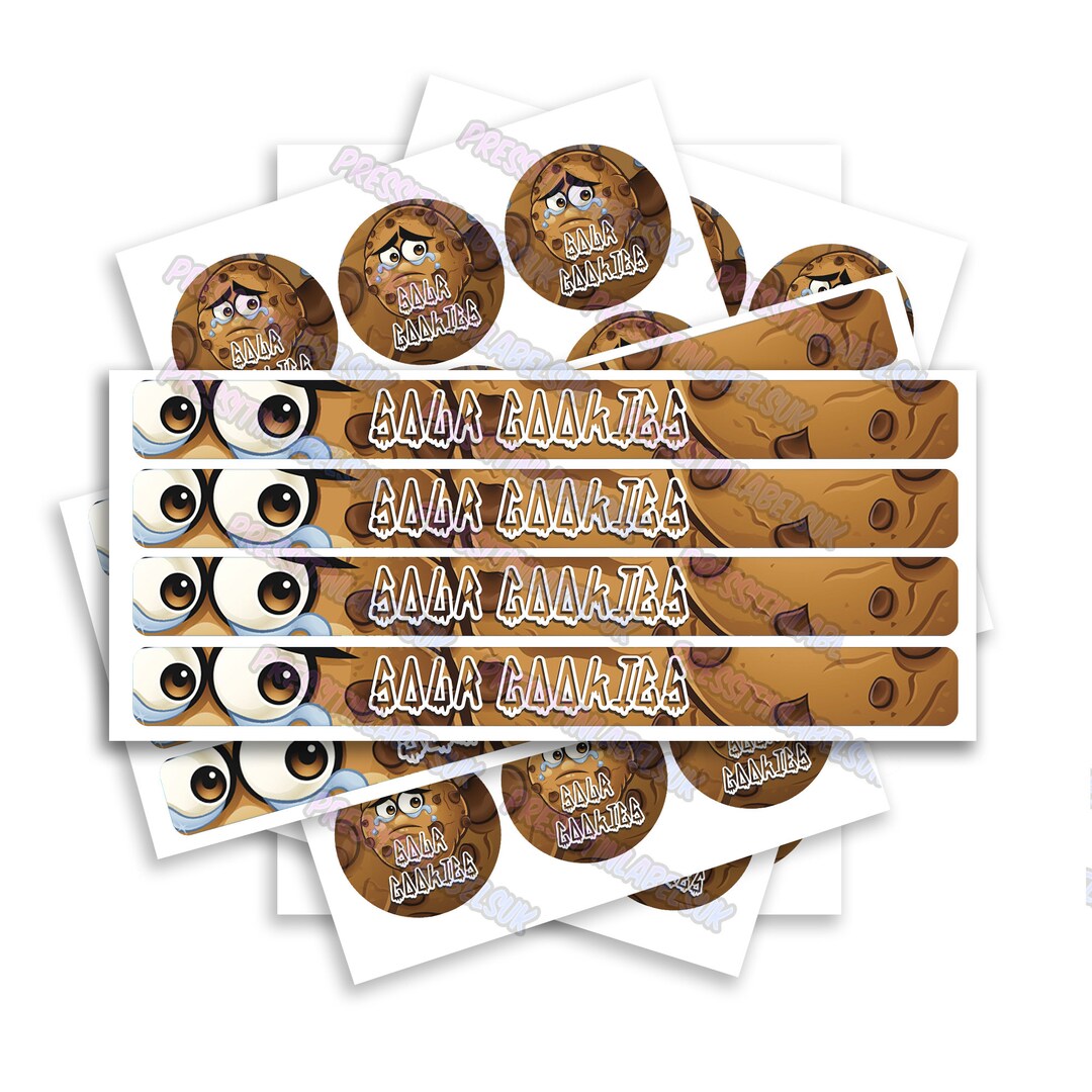 Sour Cookies Sticker Label Set High Gloss Multiple Sizes Bulk Stickers ...