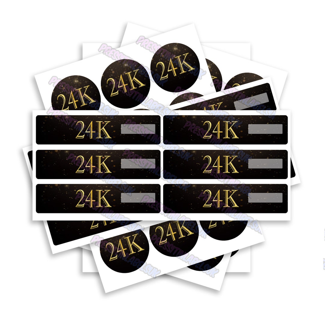 24k Sticker Label Set - High Gloss - 2oz Glass Jar Labels - Includes a ...
