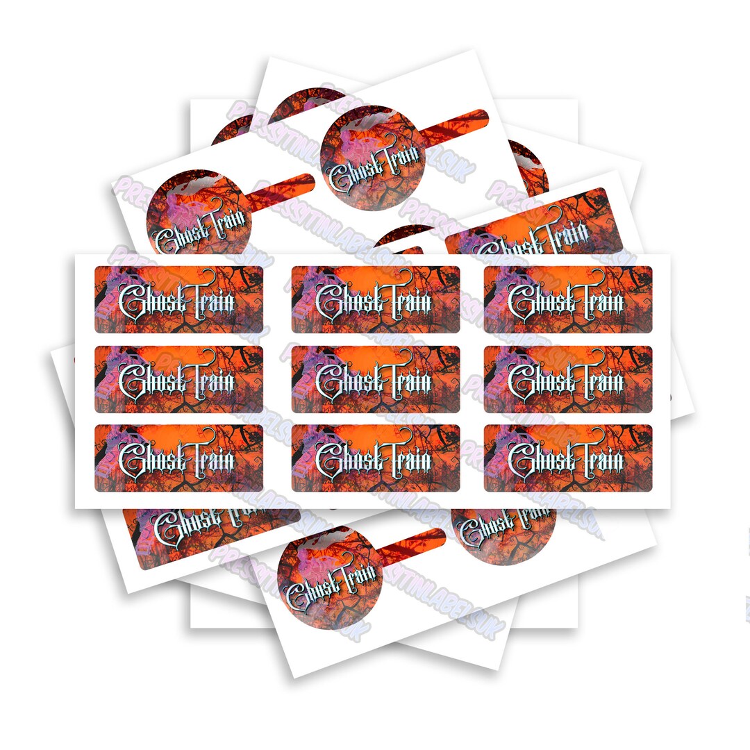 Ghost Train Sticker Label Set - High Gloss - 2oz Tamper Proof Glass Jar ...