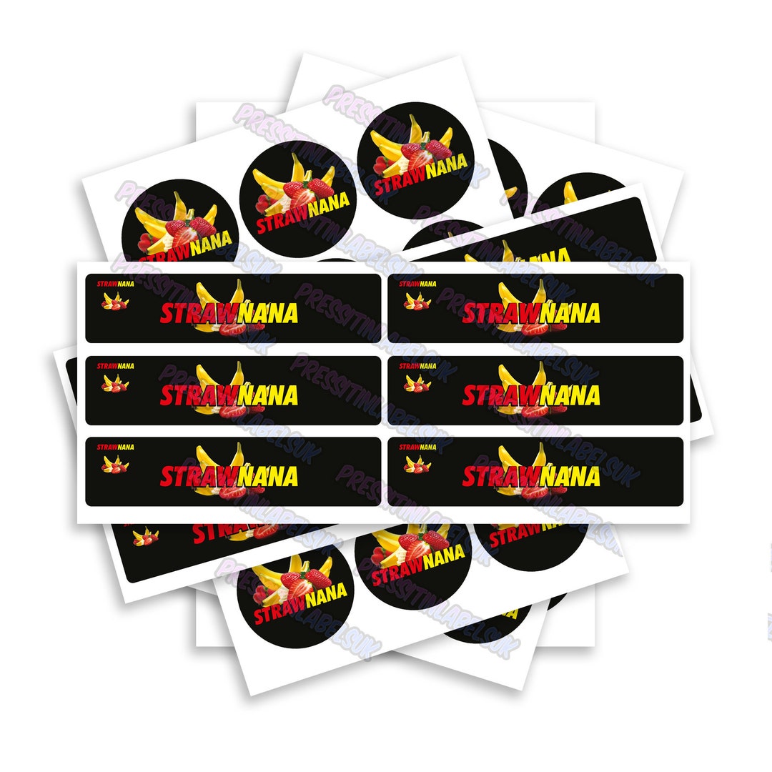 Strawnana Sticker Label Set High Gloss 2oz Glass Jar Labels Includes a ...