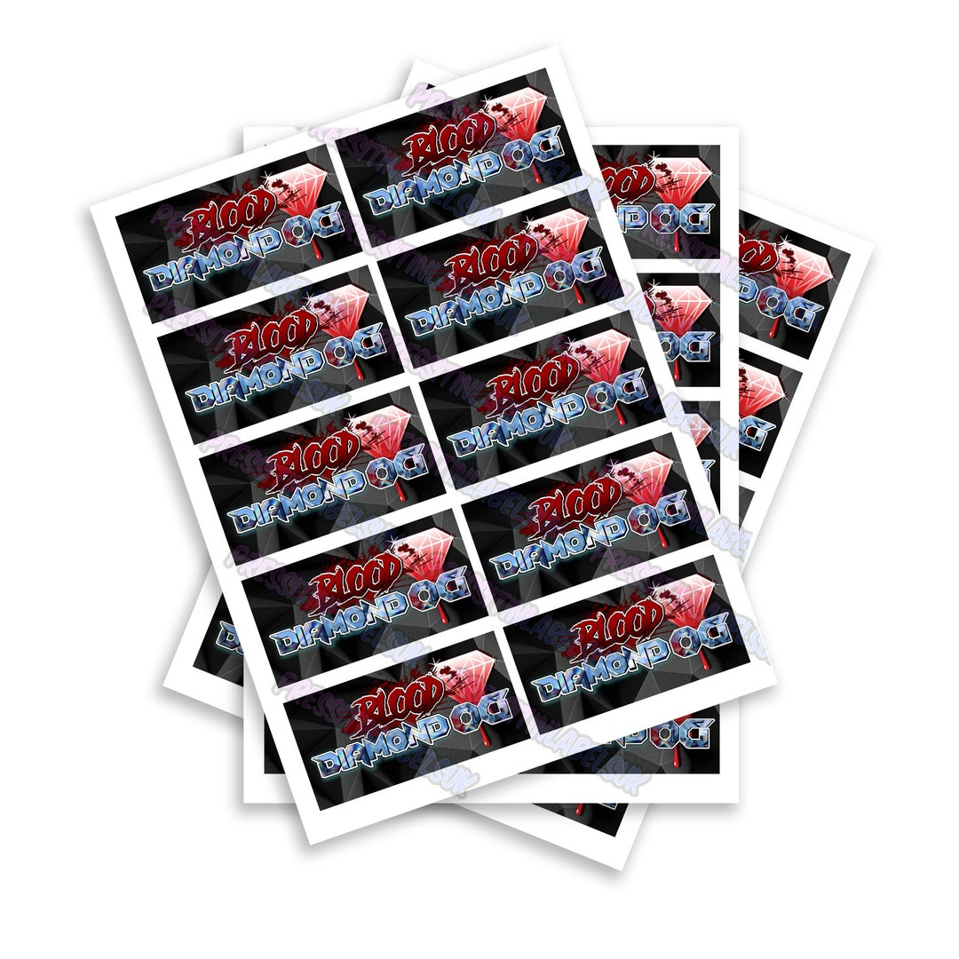 Blood Diam Pre Roll Sticker Labels - High Gloss - Multiple Sizes - Bulk ...