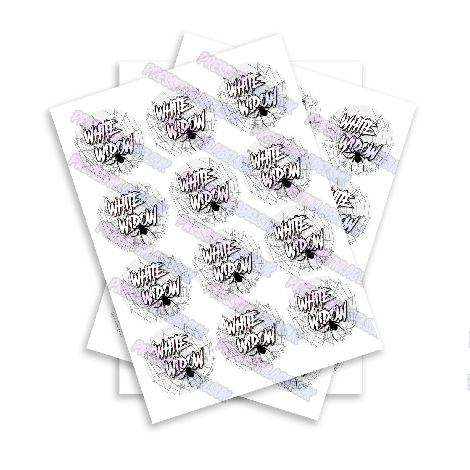 White Widow Sticker Labels - High Gloss - Pop Top Slap Stickers ...