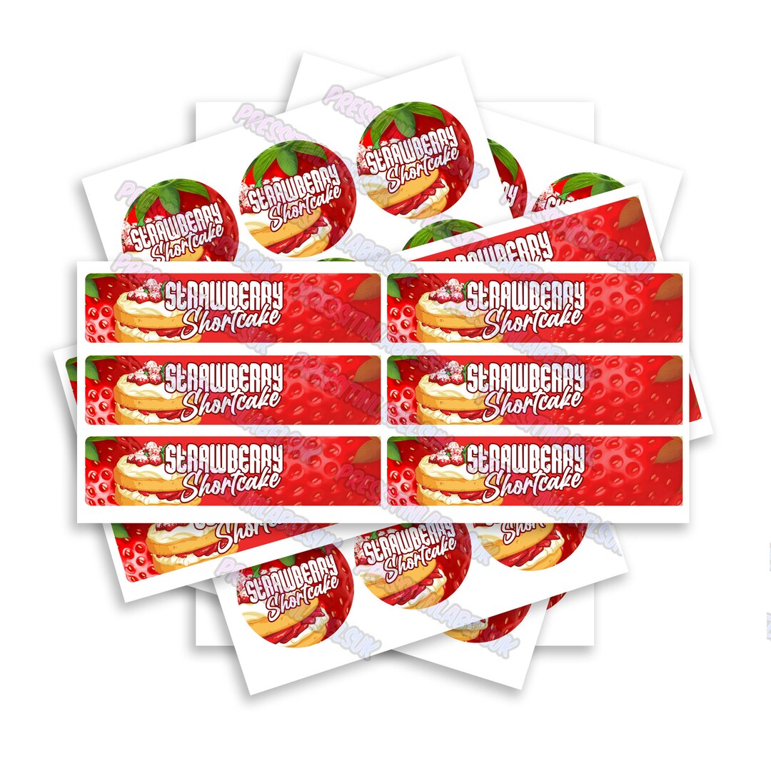 Strawberry Shortcake Sticker Label Set - High Gloss - 2oz Glass Jar ...
