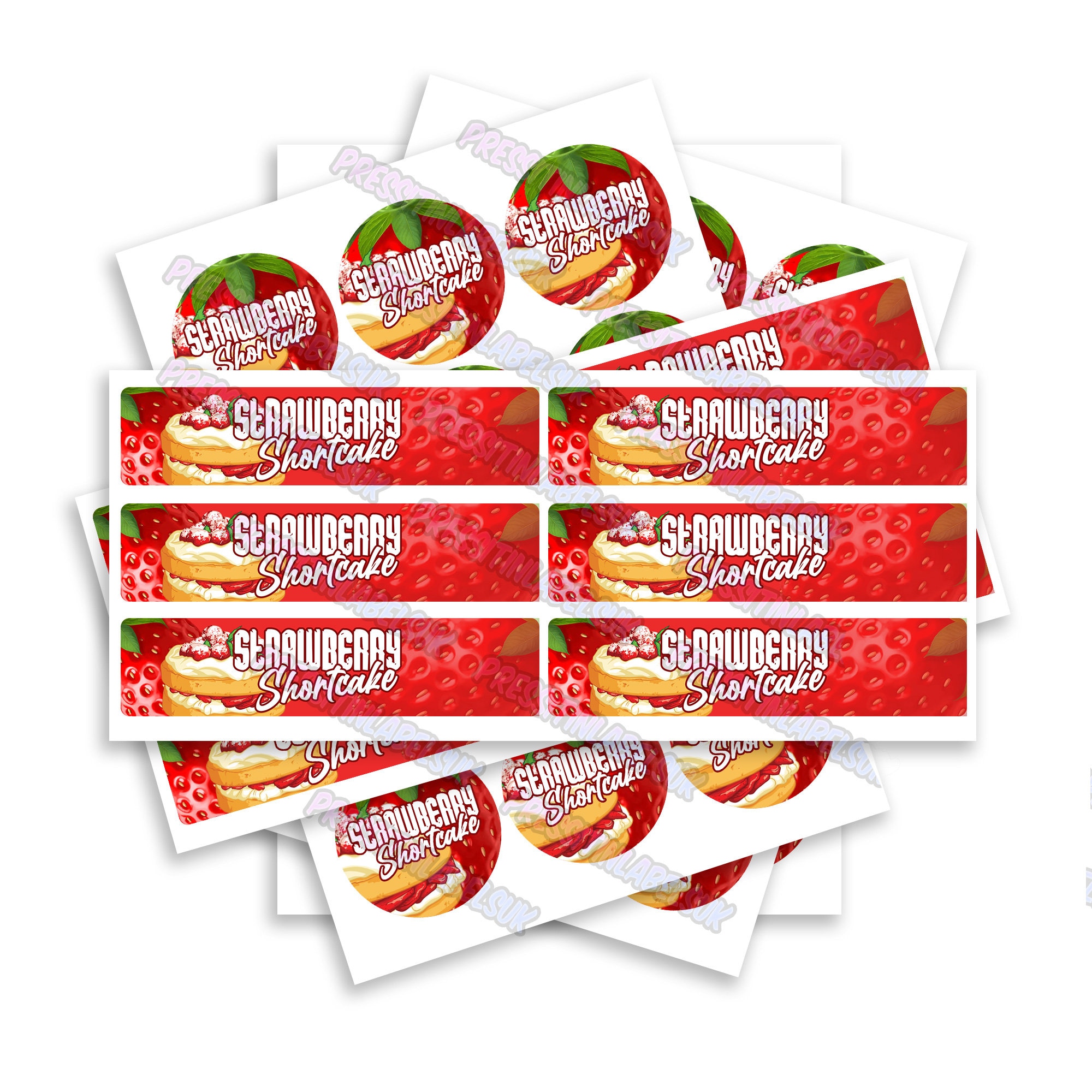 Strawberry Shortcake Sticker Label Set - High Gloss - 2oz Glass Jar ...