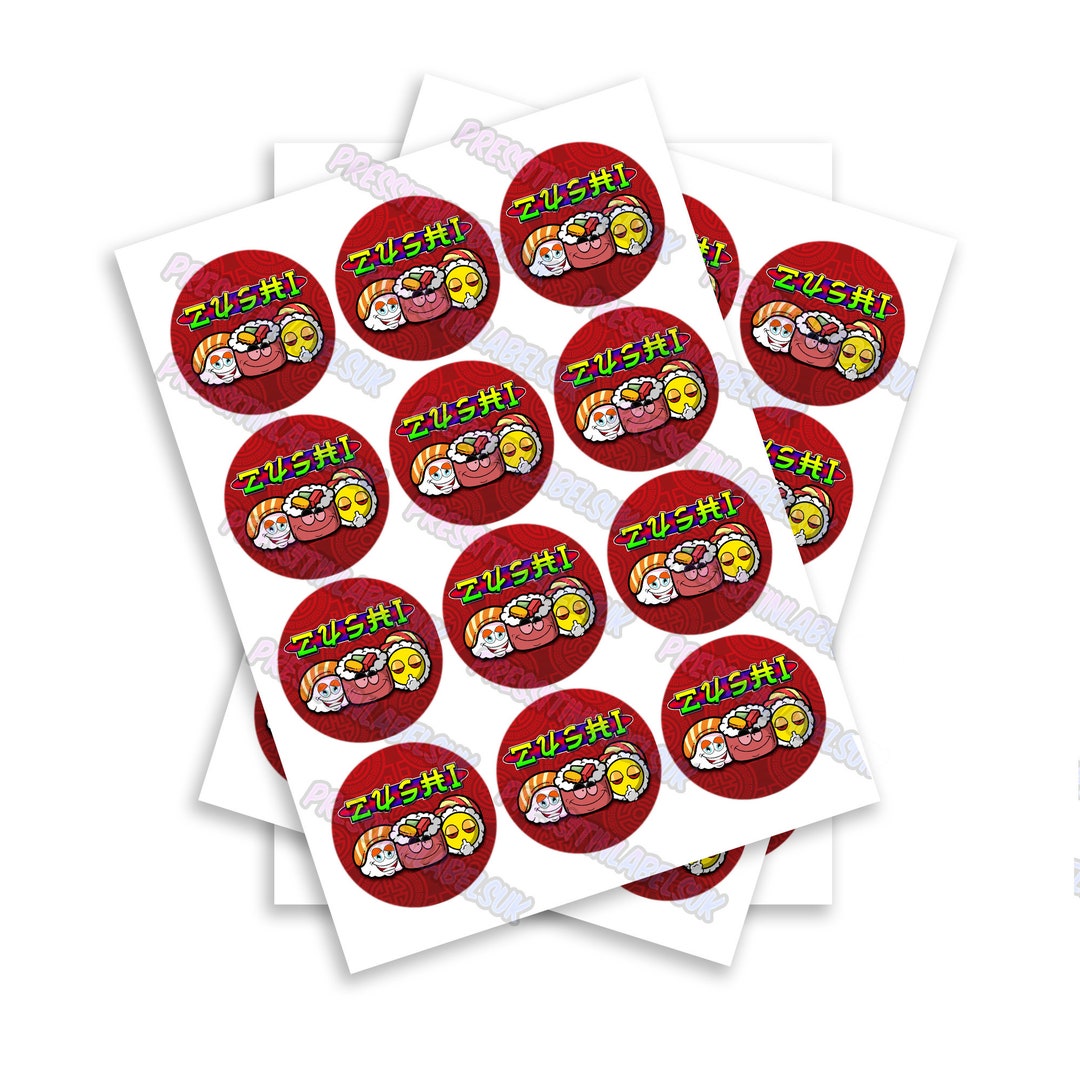 Zushi Sticker Labels - High Gloss - Pop Top Slap Stickers - Circular ...