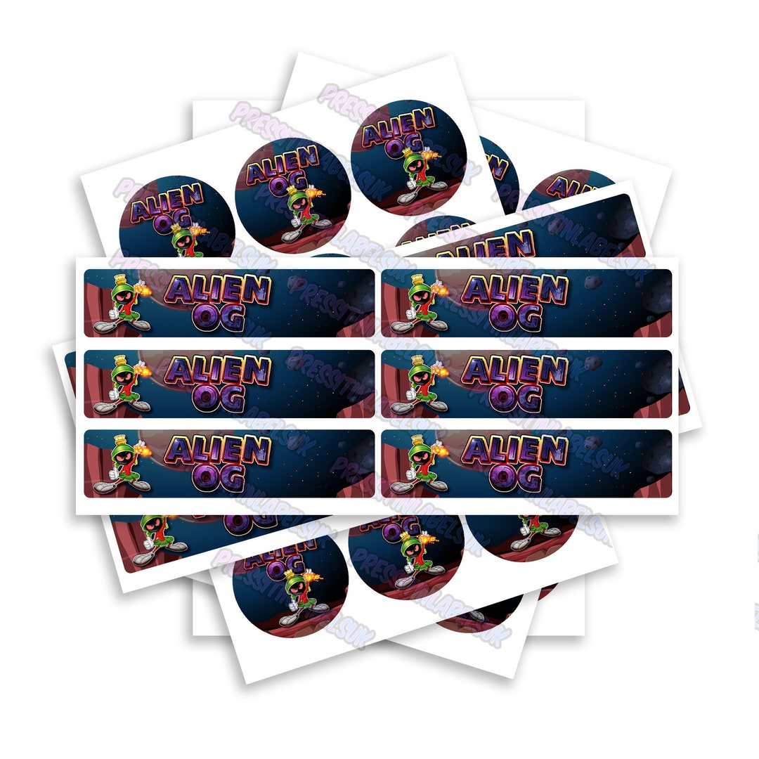 Alien OG Sticker Label Set High Gloss 2oz Glass Jar Labels - Etsy