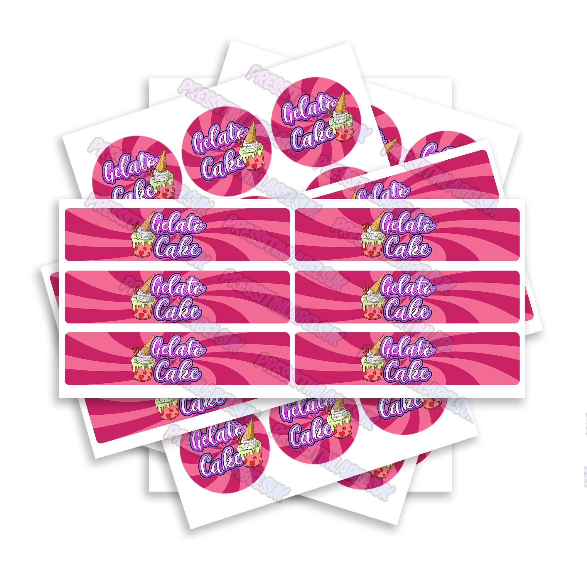 Gelato Cake Sticker Label Set High Gloss 2oz Glass Jar | Etsy