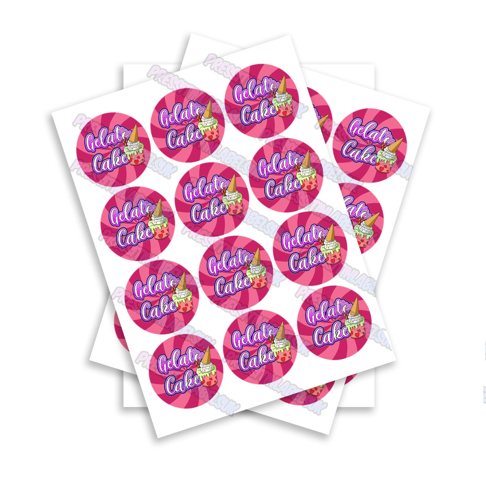 Gelato Cake Sticker Labels High Gloss Multiple Sizes - Etsy