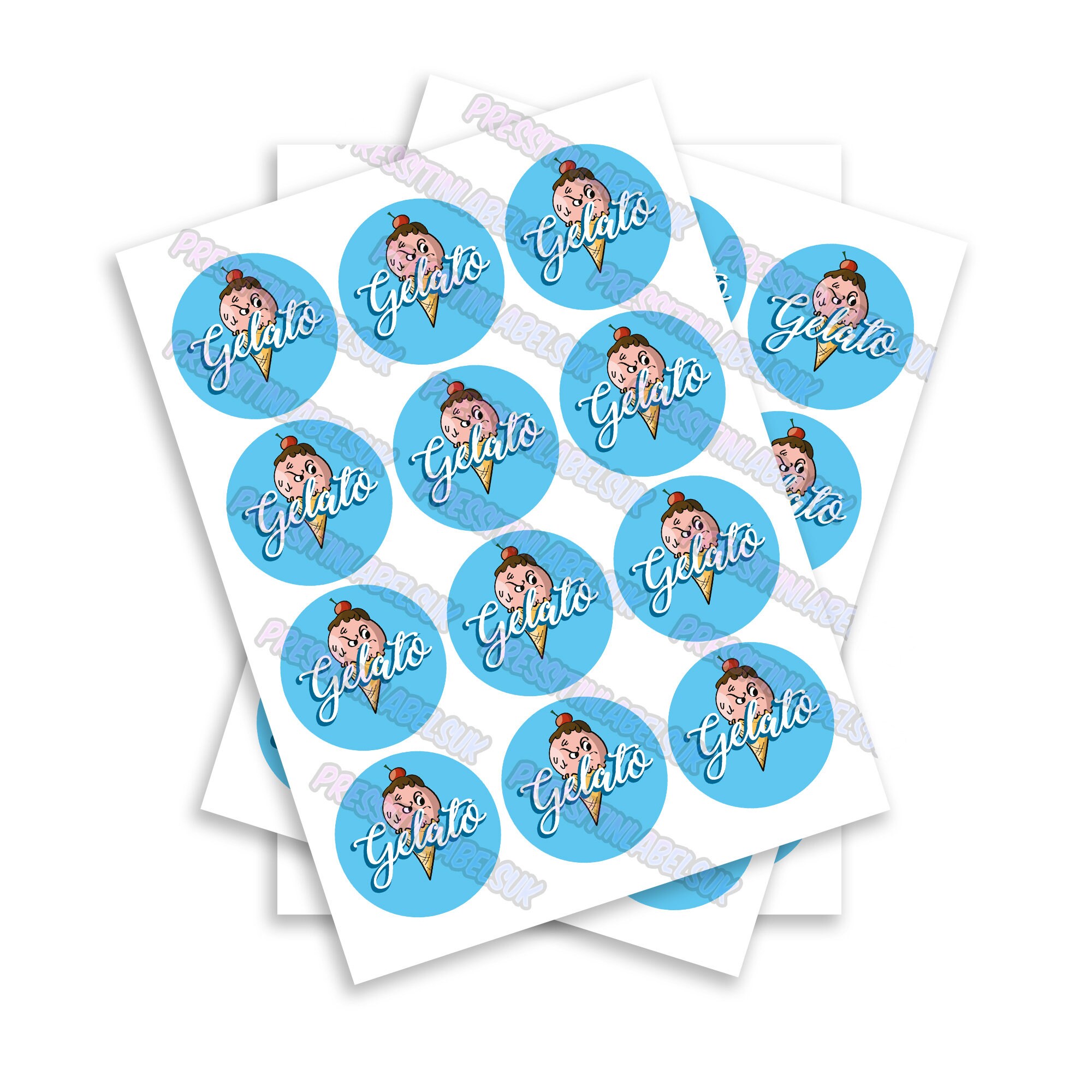Gelato T3 Round Sticker Labels High Gloss Pop Top Slap | Etsy