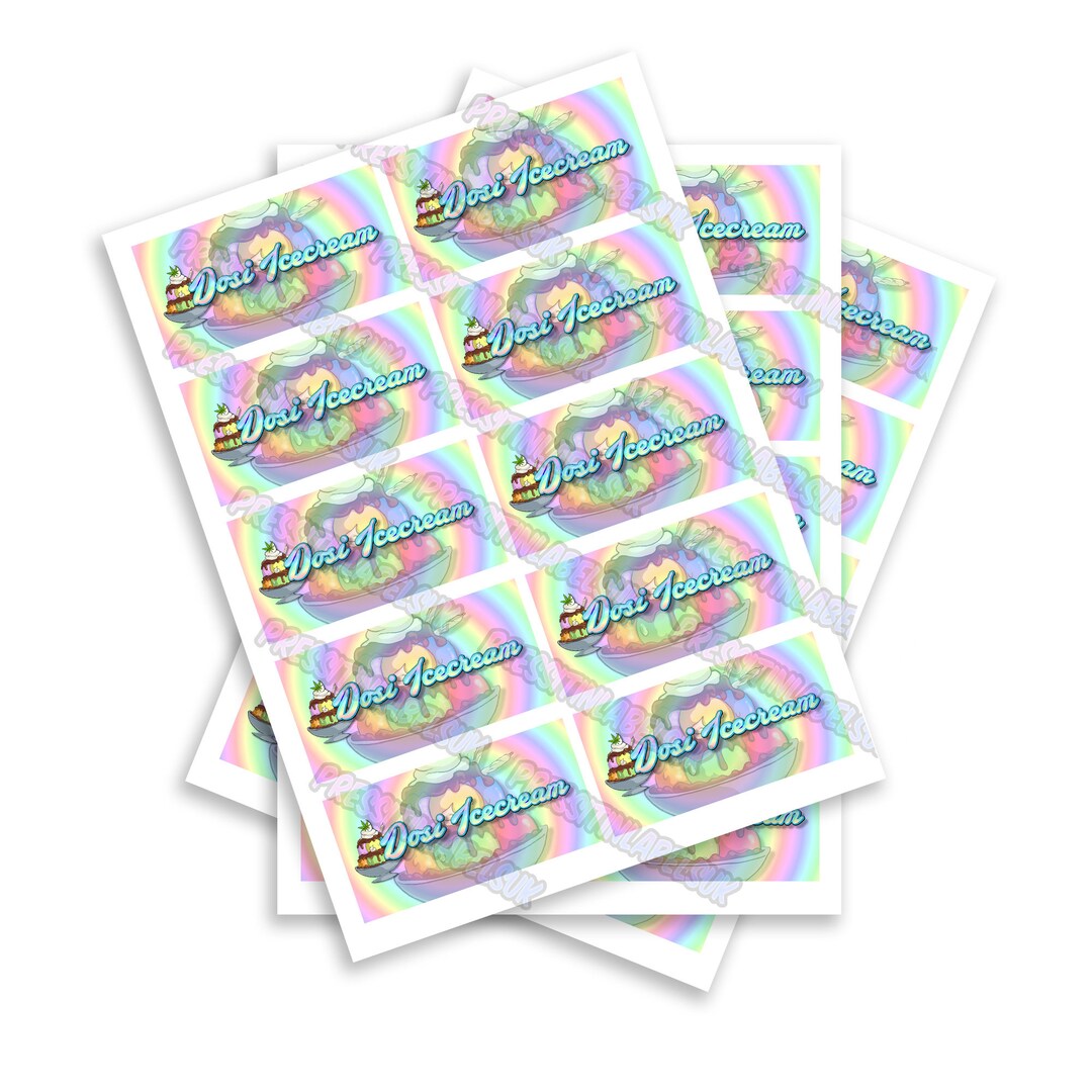Dosi Ice Cream Pre Roll Sticker Labels - High Gloss - Multiple Sizes ...
