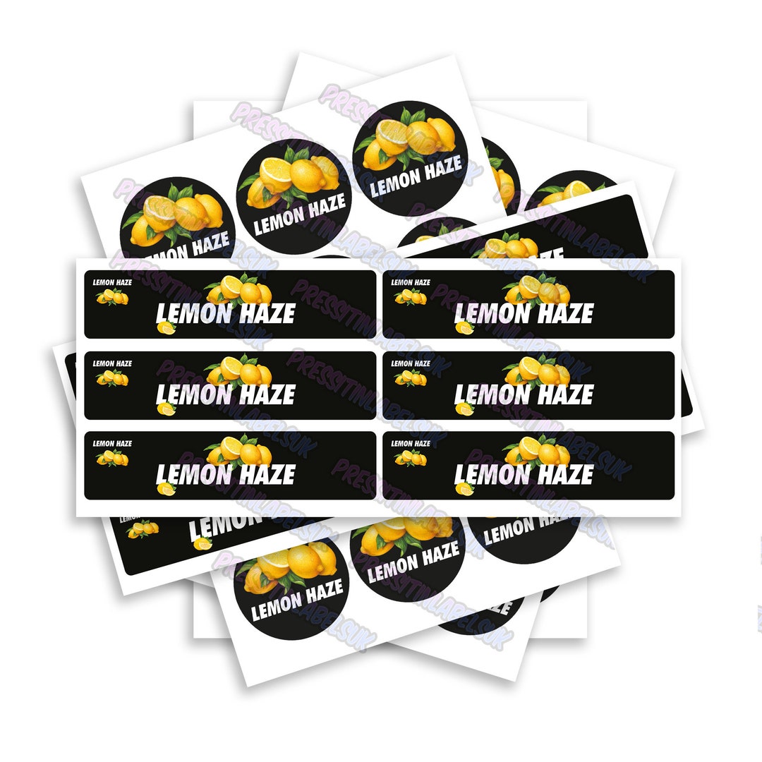 Lemon H Sticker Label Set - High Gloss - 2oz Glass Jar Labels ...