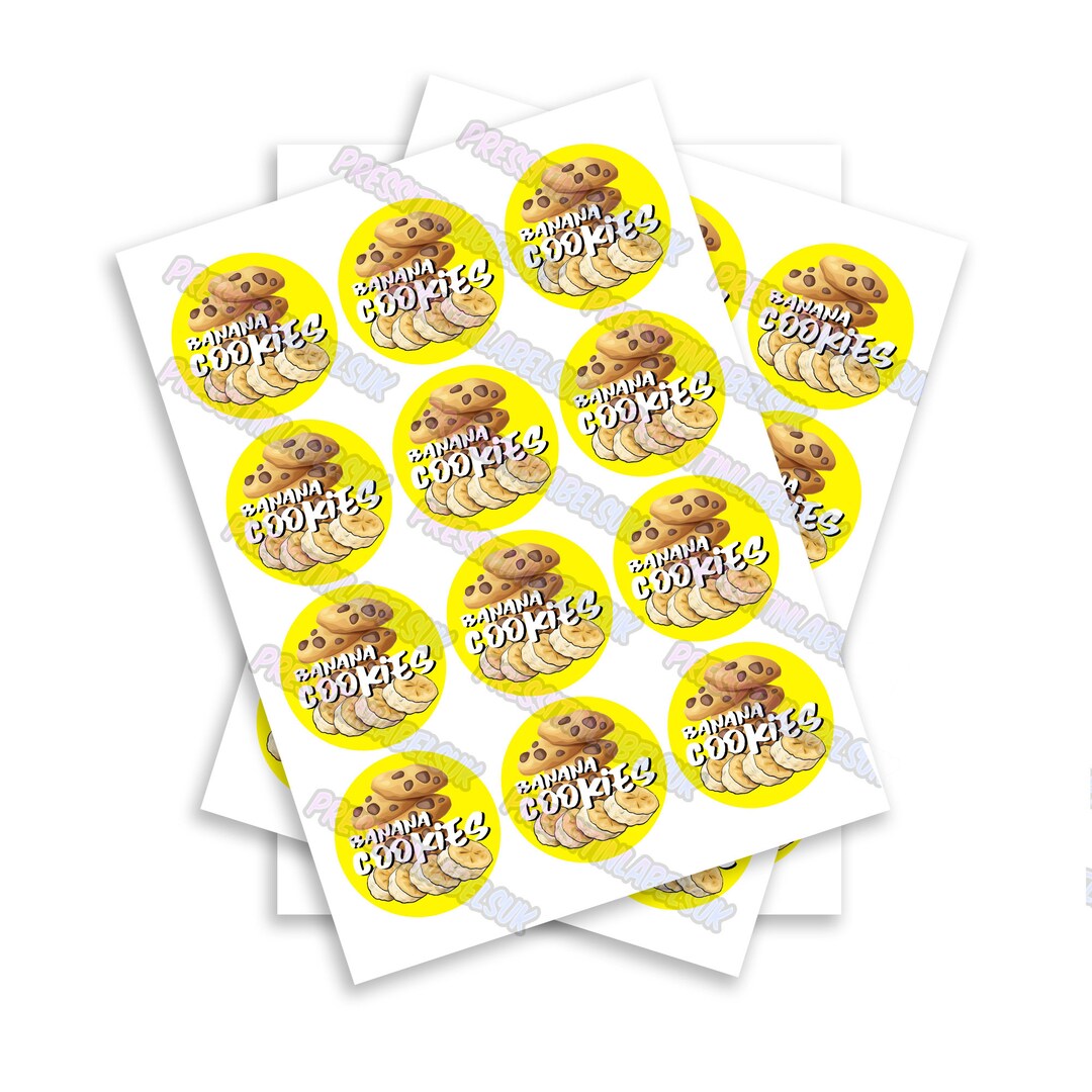 Banana Cookies Sticker Labels - High Gloss - Pop Top Slap Stickers ...