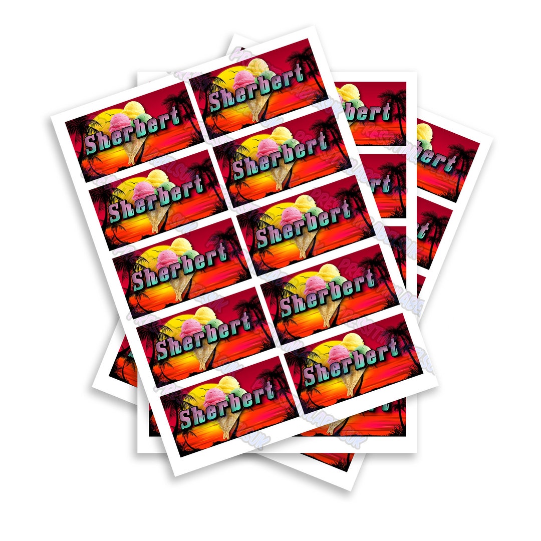 Sherbert Pre Roll Sticker Labels High Gloss Multiple Sizes - Etsy UK