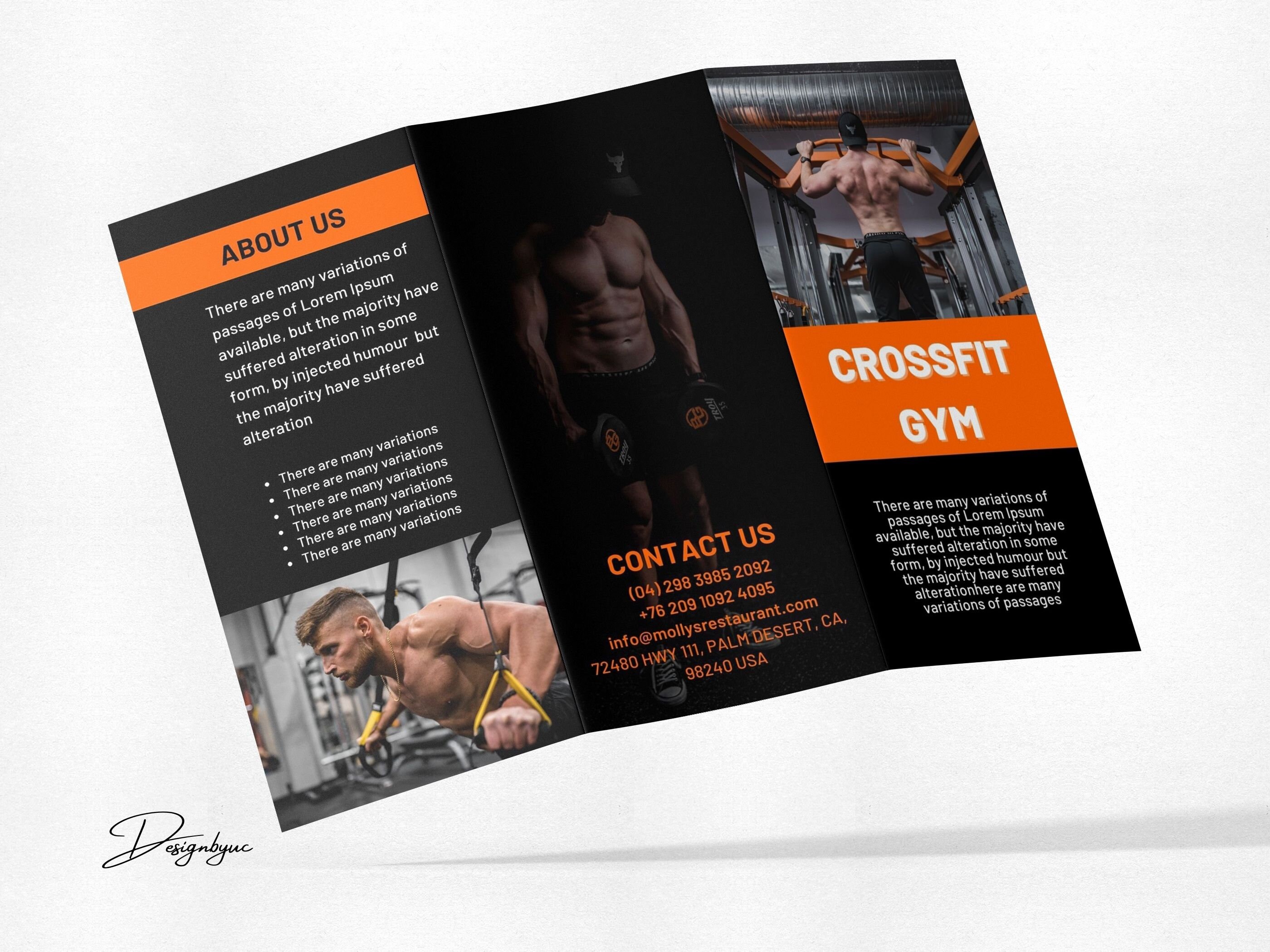 Gym & Fitness Editable Printable Trifold Flyer Price List Template ...