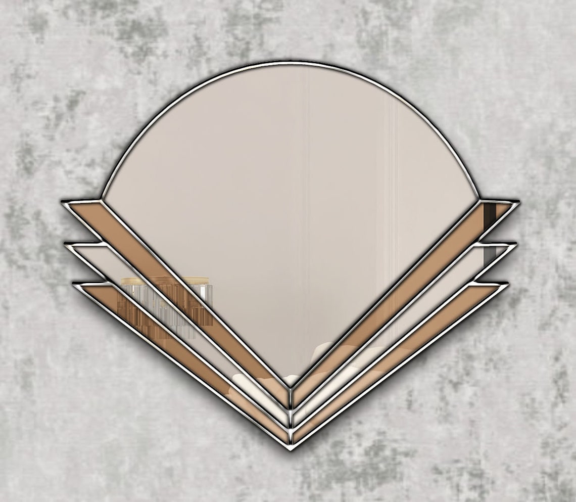 Art Deco Handmade Fan Wall Mirror With Bronze Tinted Mirror Kyoto 61 X ...