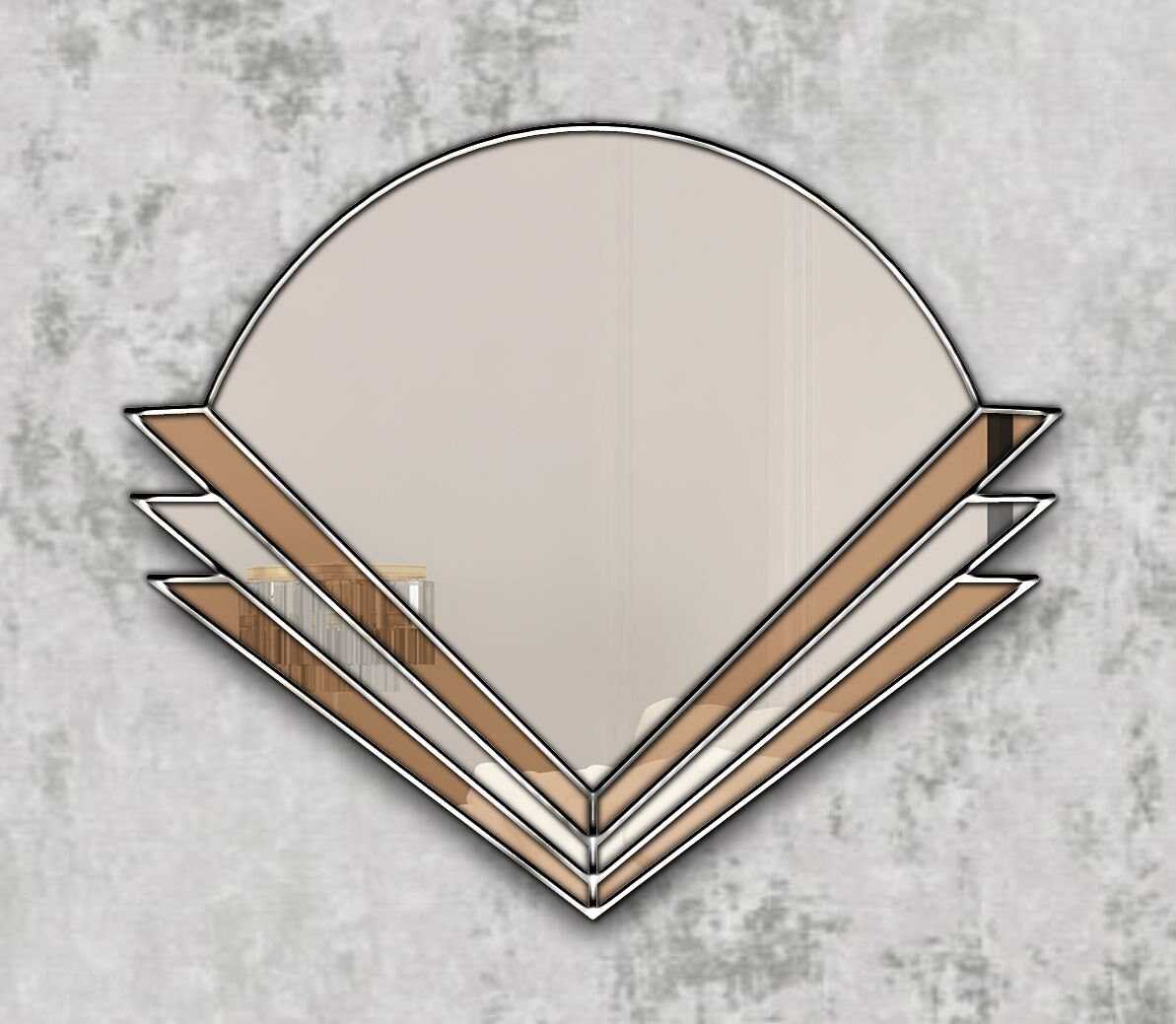 Art Deco Handmade Fan Wall Mirror With Bronze Tinted Mirror Kyoto 61 X ...